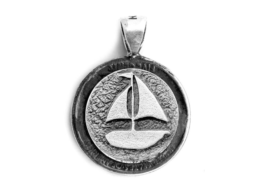 Silver Boat Pendant, Boat Coin, Buffalo Nickel, Indian Pendant, 925 ...
