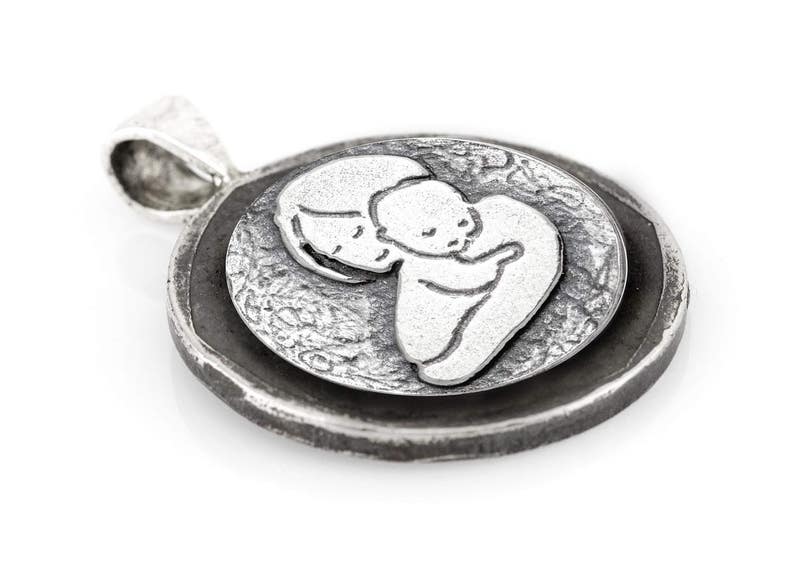 Coin Pendant With the Mother and Child Medallion With Buffalo - Etsy