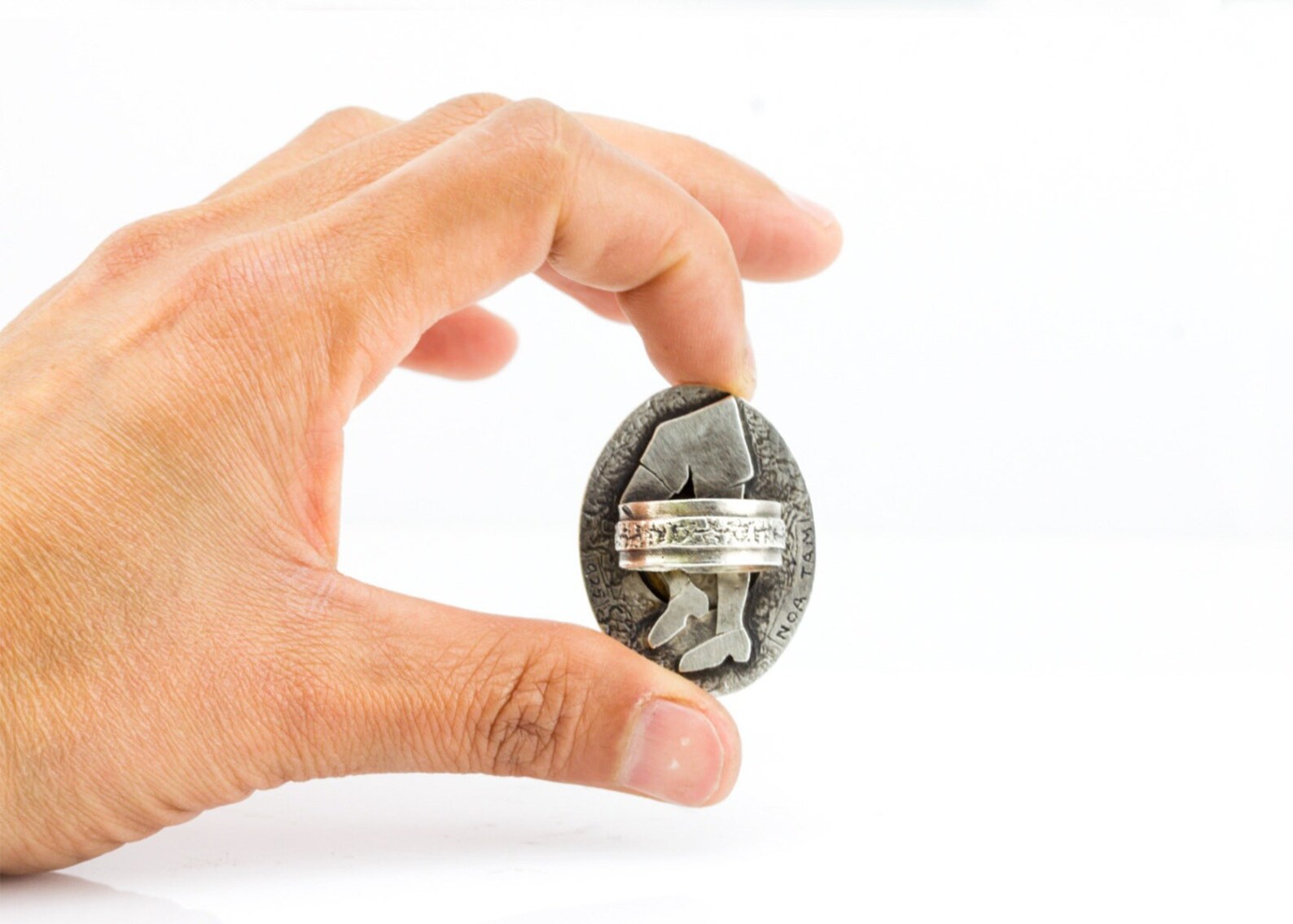A Ring With A Running Man Coin Medallion-homemade Ring-one of Kind - - Etsy