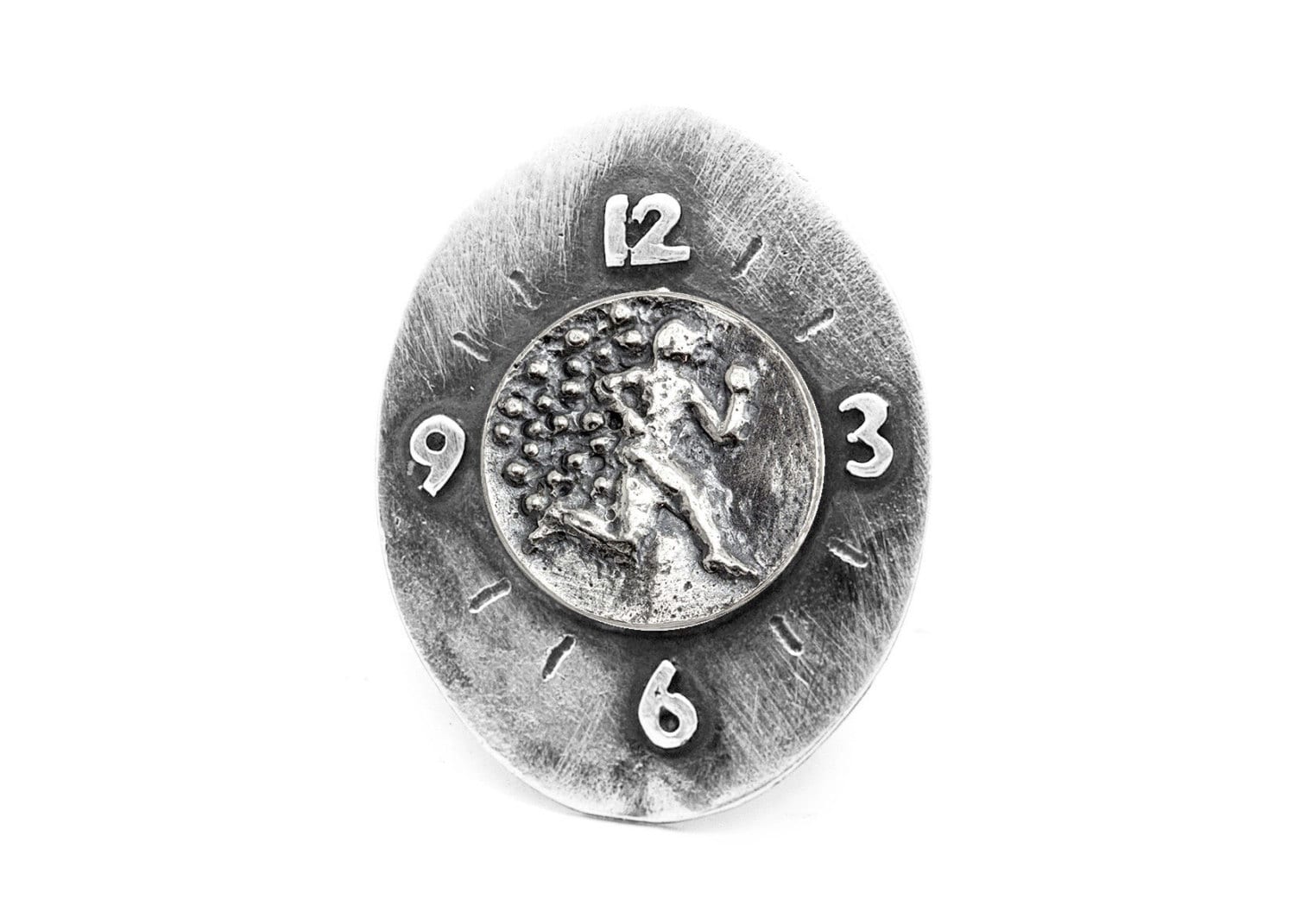 A Ring With A Running Man Coin Medallion-homemade Ring-one of Kind - - Etsy