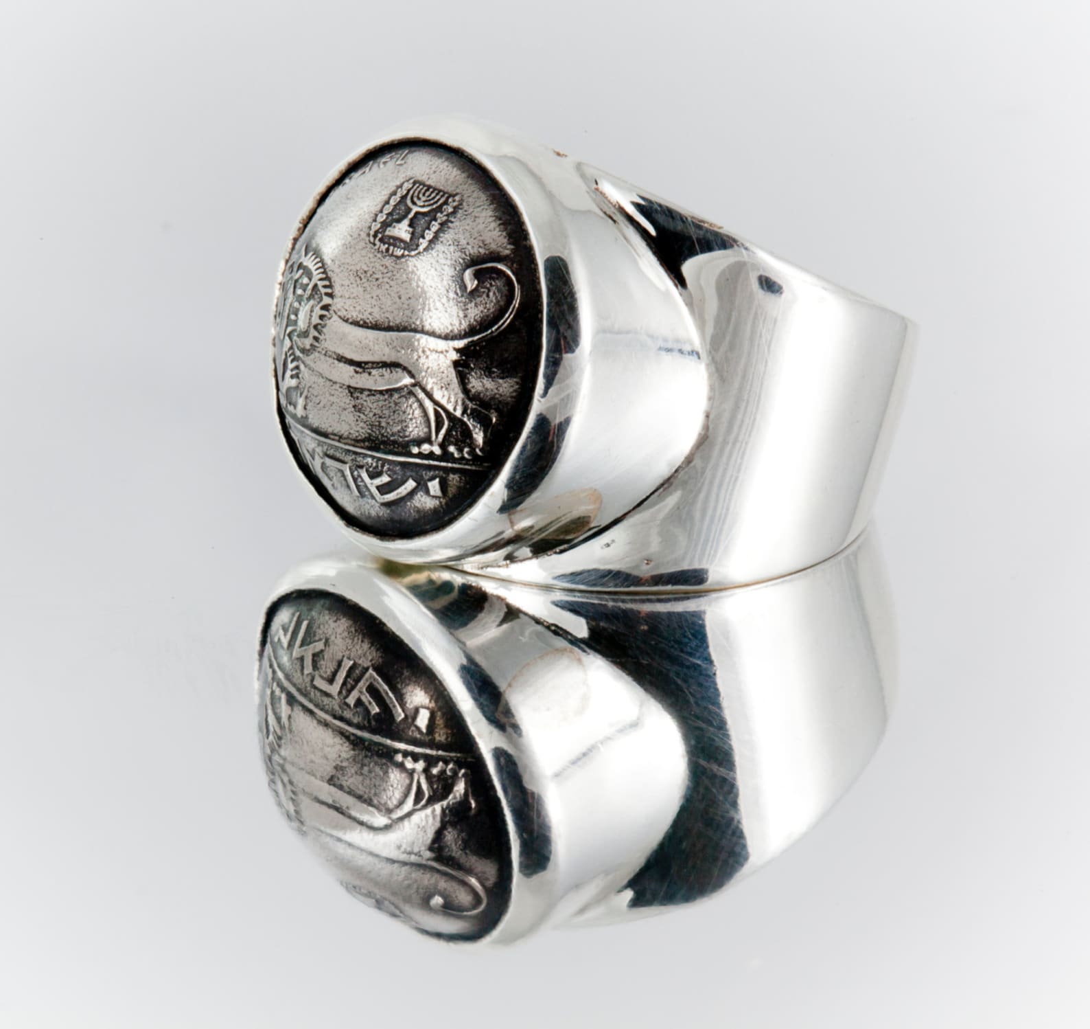 Coin Jewelry - Israeli Shekel Ring, "courage World Ring", Silver Lion ...