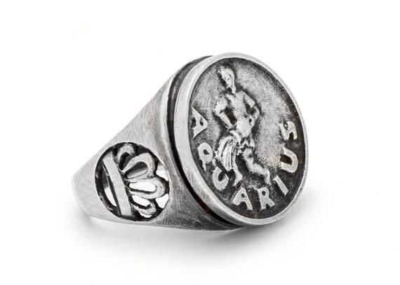 Aquarius astrology Zodiac ring Astrology ring Aquarius | Etsy