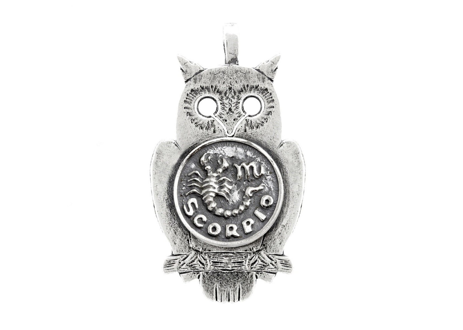 Medallion Owl Necklace With the Scorpio Medallion of the Zodiac - Etsy