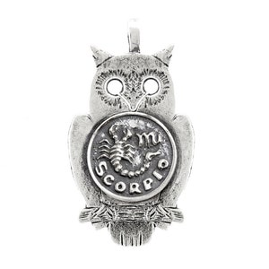 Medallion Owl Necklace With the Scorpio Medallion of the Zodiac - Etsy