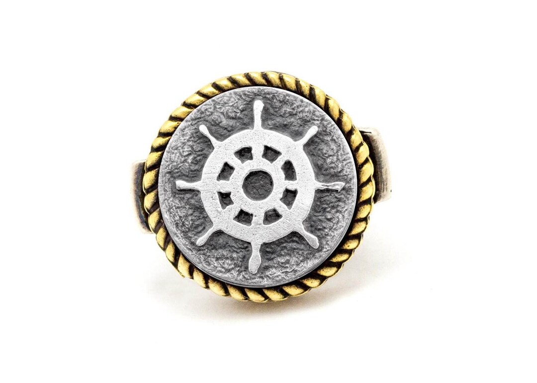 Coin Ring With the Wheel Coin Medallion Sea Jewelry Wheel Ring Noa Tam ...