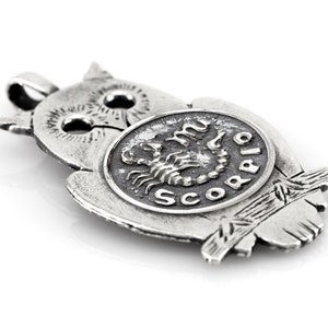 Medallion Owl Necklace With the Scorpio Medallion of the Zodiac - Etsy