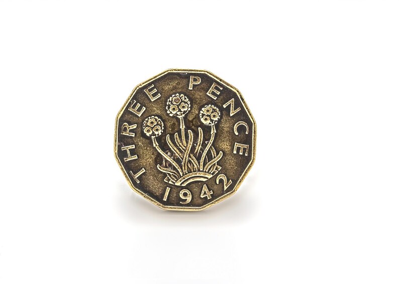 Silver Ring With the Old Coin of 3 Pence Coin of Great Britain - Etsy