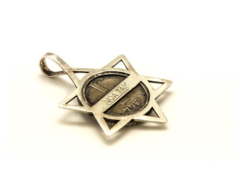 Ook 925 Sterling Silver Star of David With 1 Paisa Coin of India and ...