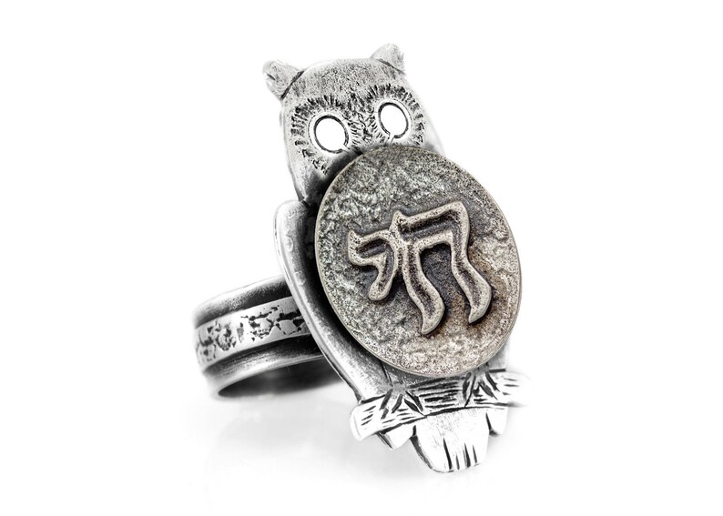 Coin Ring With the Chai Coin Medallion on Owl Noa Tam Coun Jewelry ...