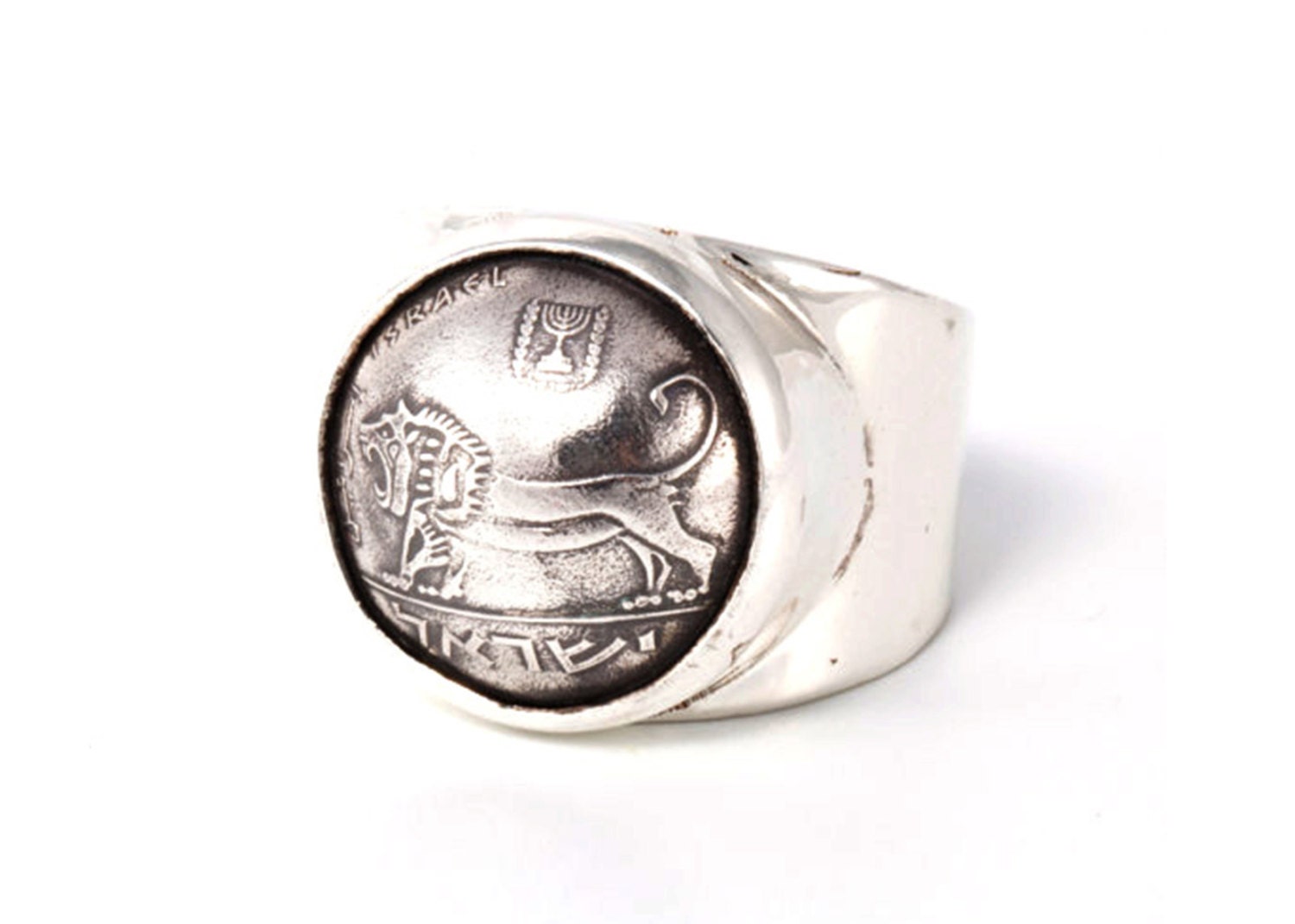 Coin Jewelry - Israeli Shekel Ring, "courage World Ring", Silver Lion ...