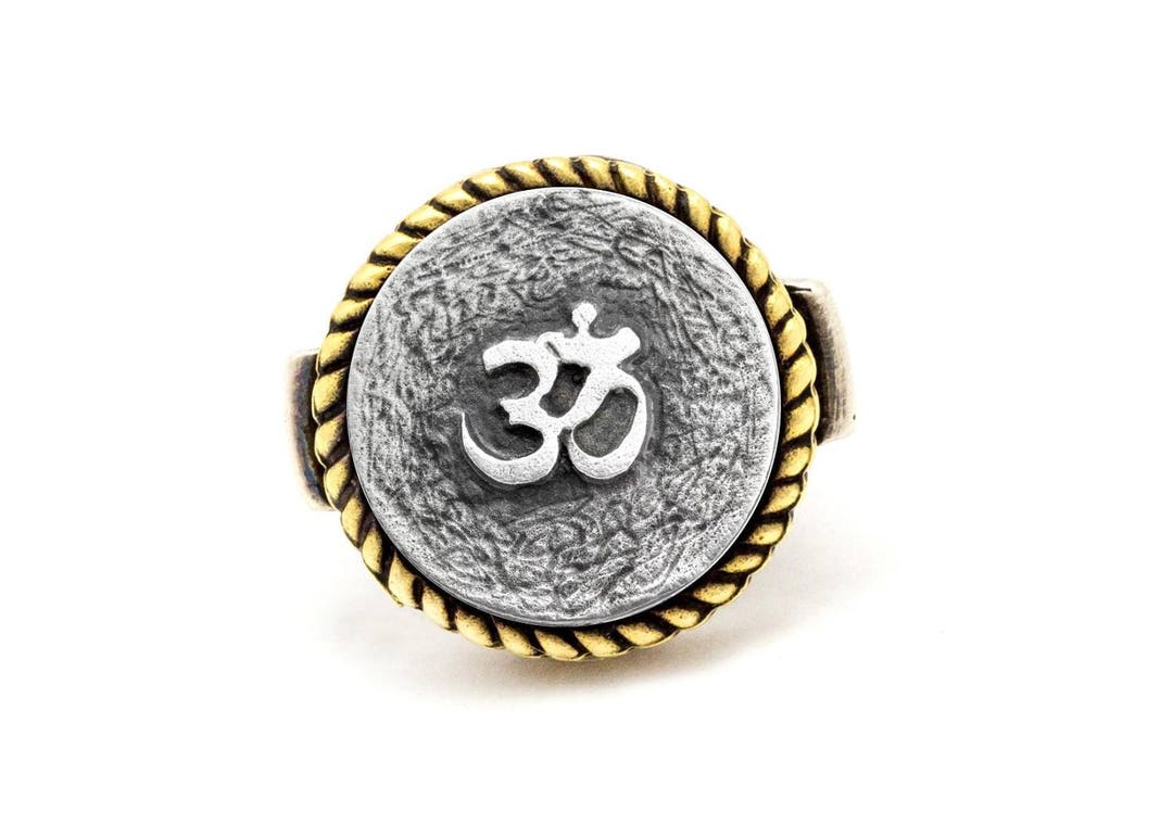 Sterling Silver Om Coin Ring: Indian Medallion Jewelry - Etsy