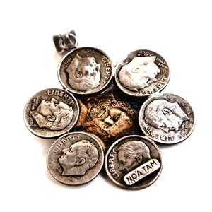Necklace Made From Coins Flower US Dimes and Dollar Coin - Etsy Israel