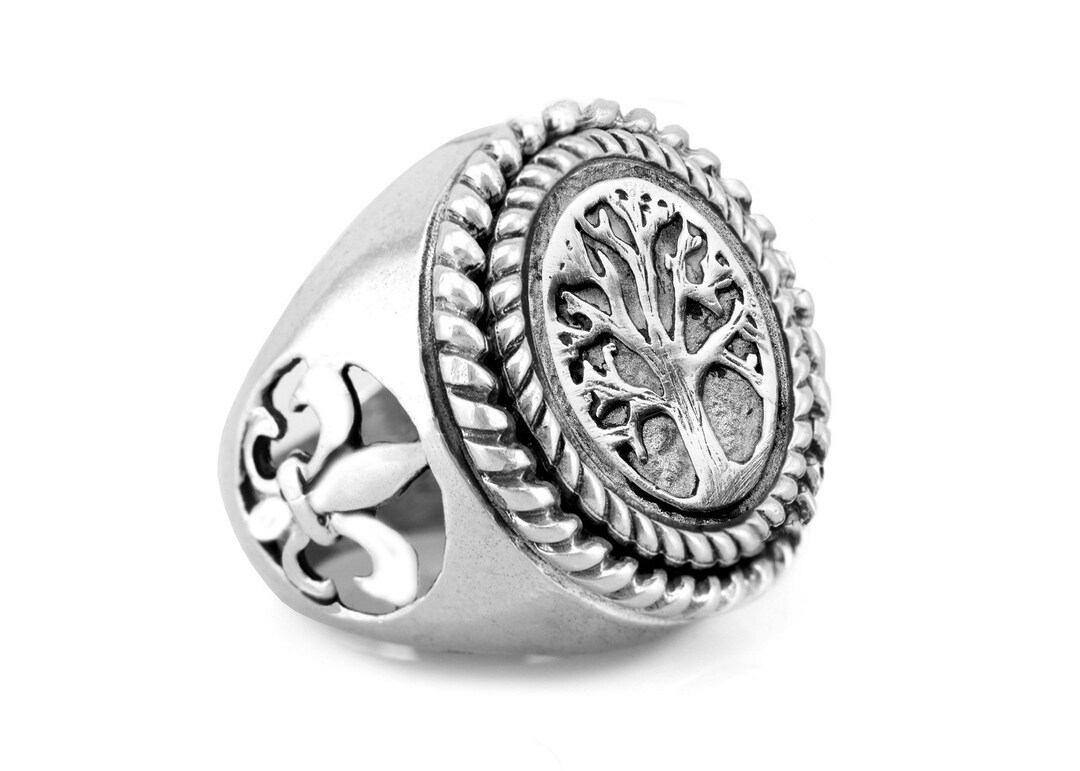 Tree Medallion Coin Ring: Sterling Silver Fleur De Lis - Etsy