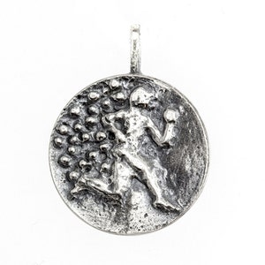 Medallion Necklace With the Running Man Medallion of the Zodiac - Etsy