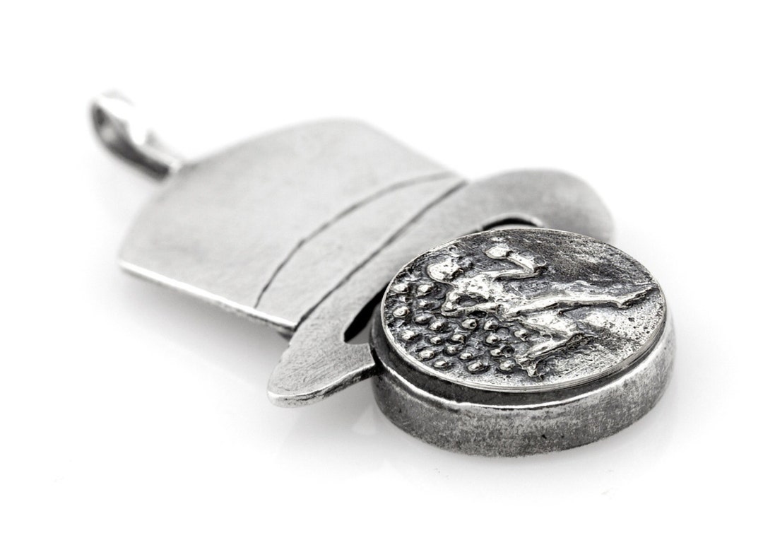 Medallion Necklace With the Running Man Medallion Hat Necklace Jewelry ...