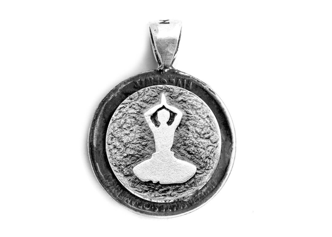 Silver Yoga Coin, Meditation Coin, Indian Head Coin, Design Pendant ...