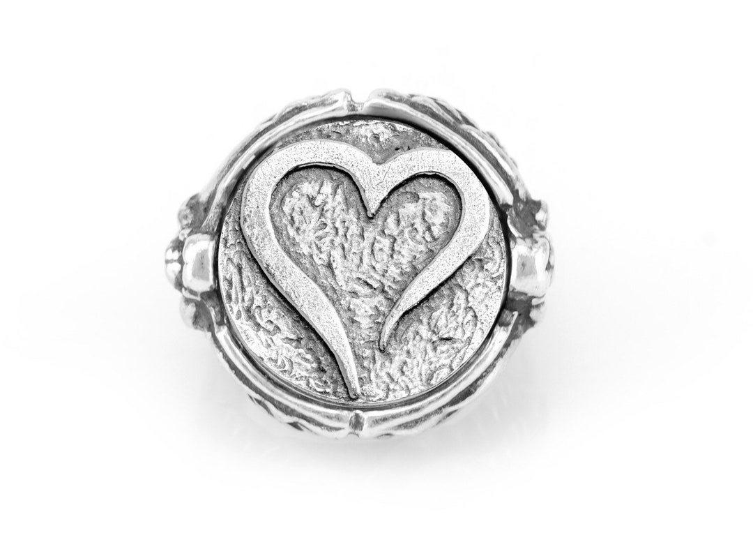 Sterling Silver Heart Coin Ring: Chunky Signet Style - Etsy