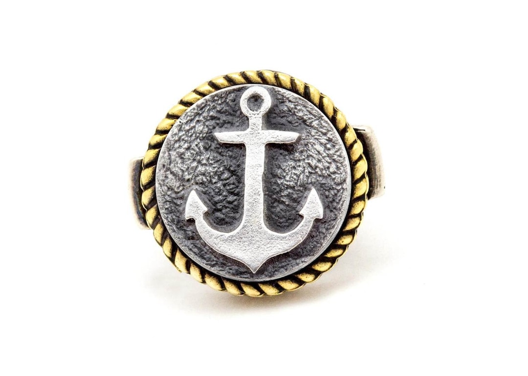 Coin Ring With the Anchor Coin Medallion Noa Tam Coin Jewelry Sea ...