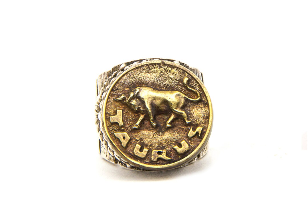 Taurus Astrology-zodiac Ring- Brass Astrology Ring- Zodiac Pendant Ring ...