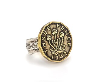 Vintage .925 Silver Coin Ring With 1932 Silver Three Pence - Etsy
