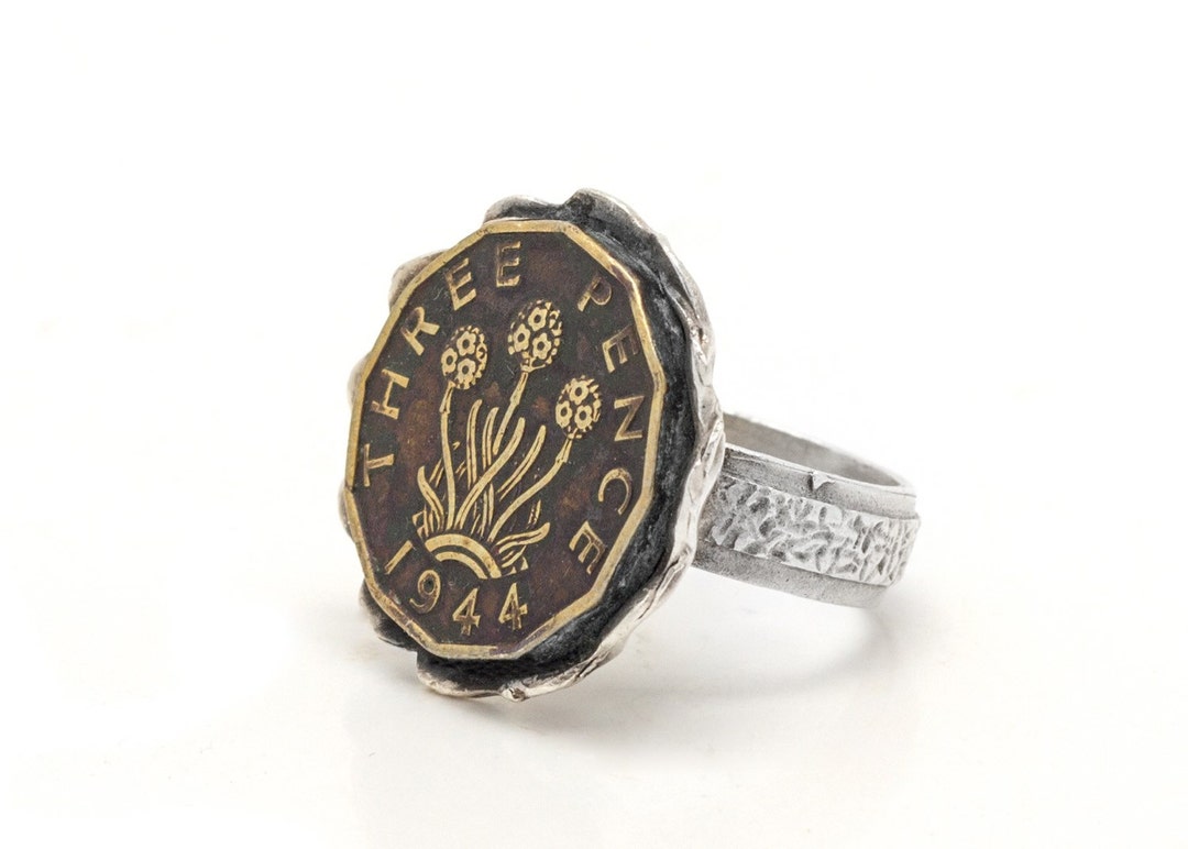 Old Coin Ring With the 3 Pence Coin of Great Britain - Etsy