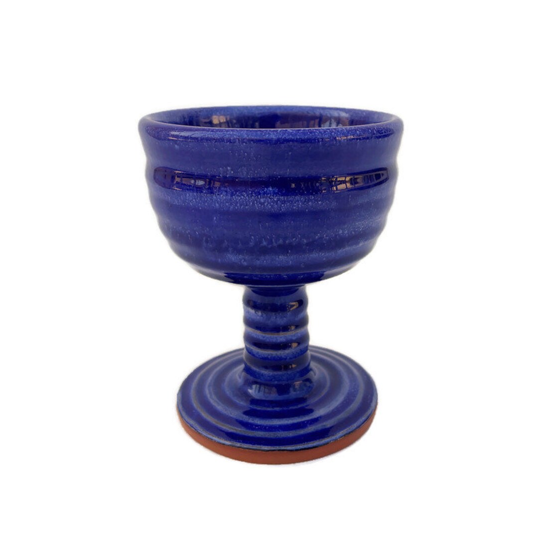 Blue Pottery Goblet, Handmade Ceramic Goblet, Wedding Kiddush Cup - Etsy