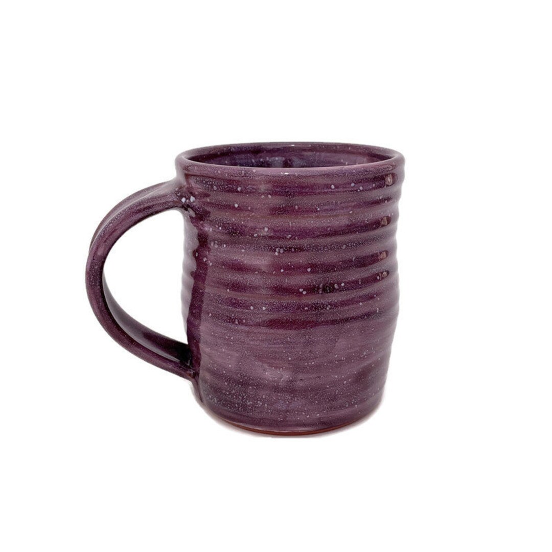 Large Studio Pottery Purple Mug, 20 Ounce Mug, Terracotta Coffee Cup ...