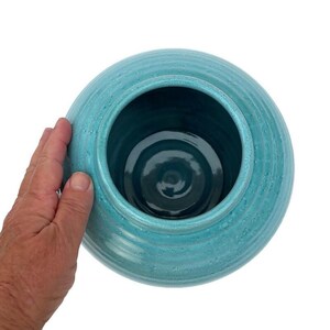Round Pottery Vase Turquoise, Handmade Carved Earthenware, Ceramic ...
