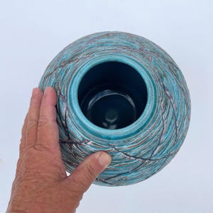 Turquoise Pottery Vase, Handmade Southwestern Round Pottery Flower Vase ...