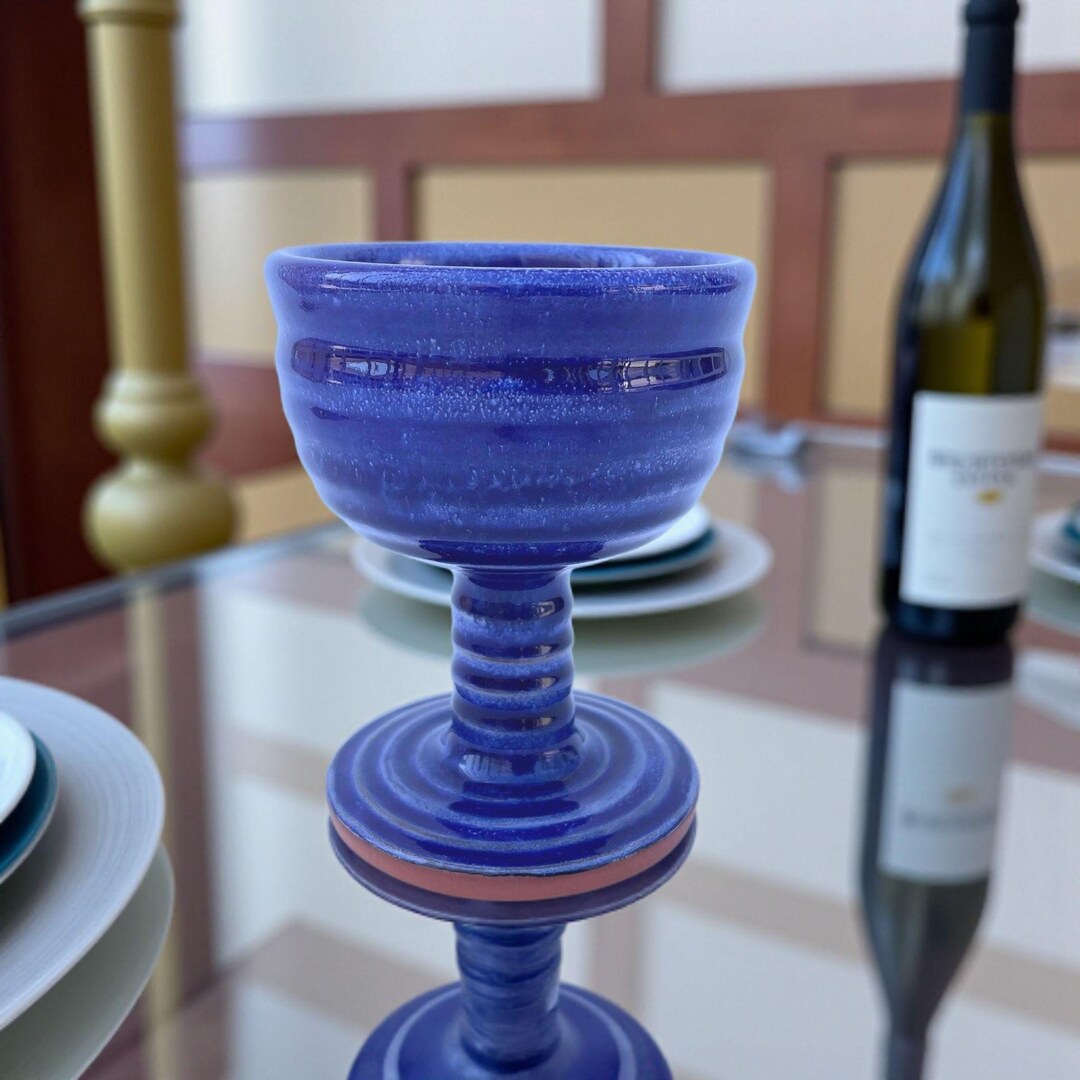 Blue Pottery Goblet, Handmade Ceramic Goblet, Wedding Kiddush Cup - Etsy