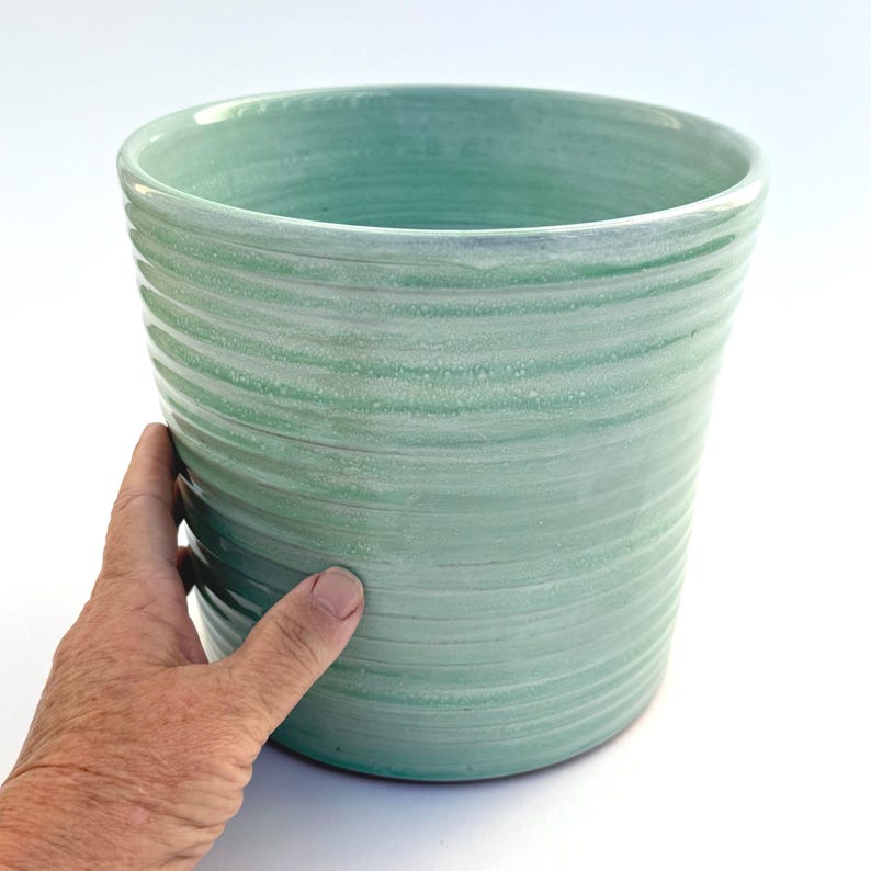 Green Utensil Holder, Large Handmade Kitchen Ceramic Utensil Crock - Etsy