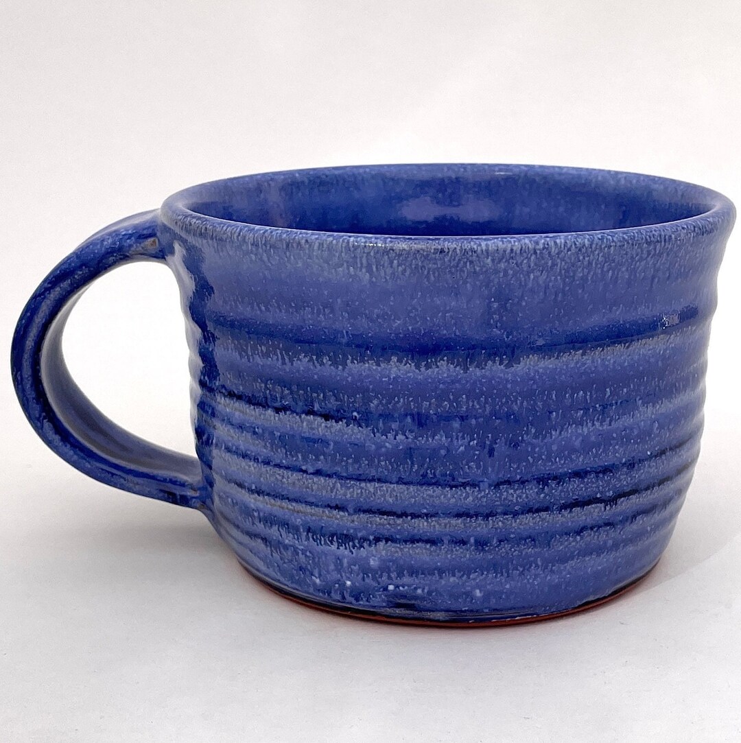 Blue Soup Mug, Large 20 Ounce Pottery Cup With Handle, Handmade Ceramic ...