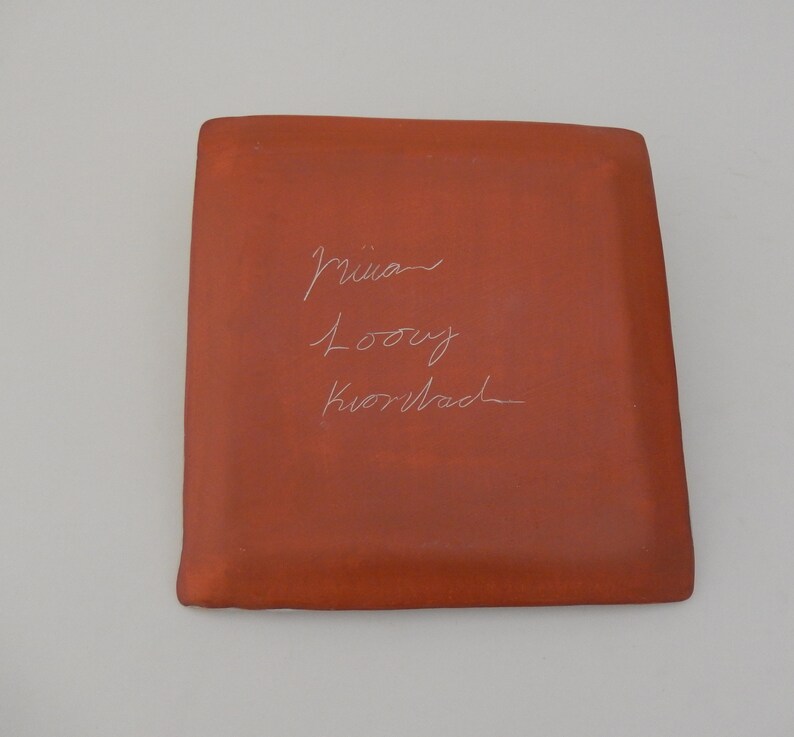 Square Ceramic Tray Yellow and Off-white Hand Carved | Etsy