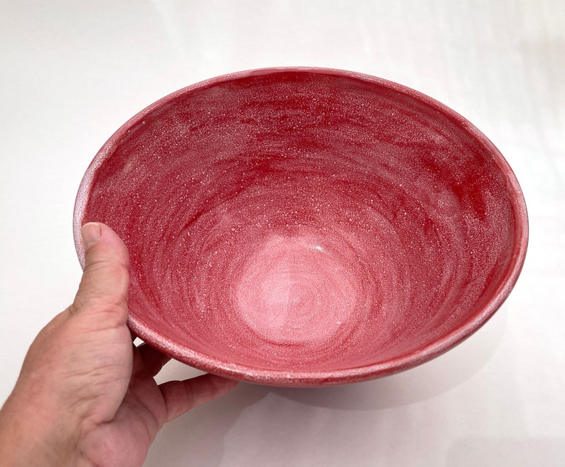 Red Ceramic Bowl Deep Decorative Serving Bowl Carved Pottery | Etsy