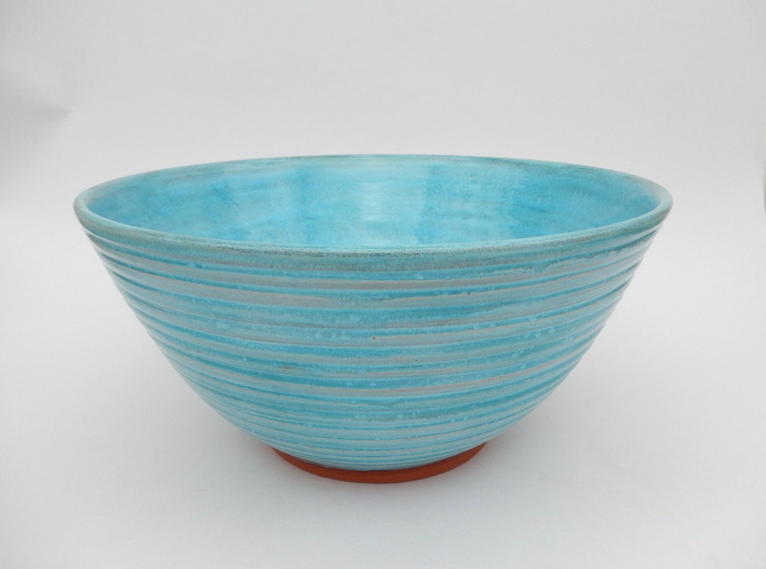 Large Decorative Turquoise Bowl, Handmade Aqua Bowl, Centerpiece Deep ...
