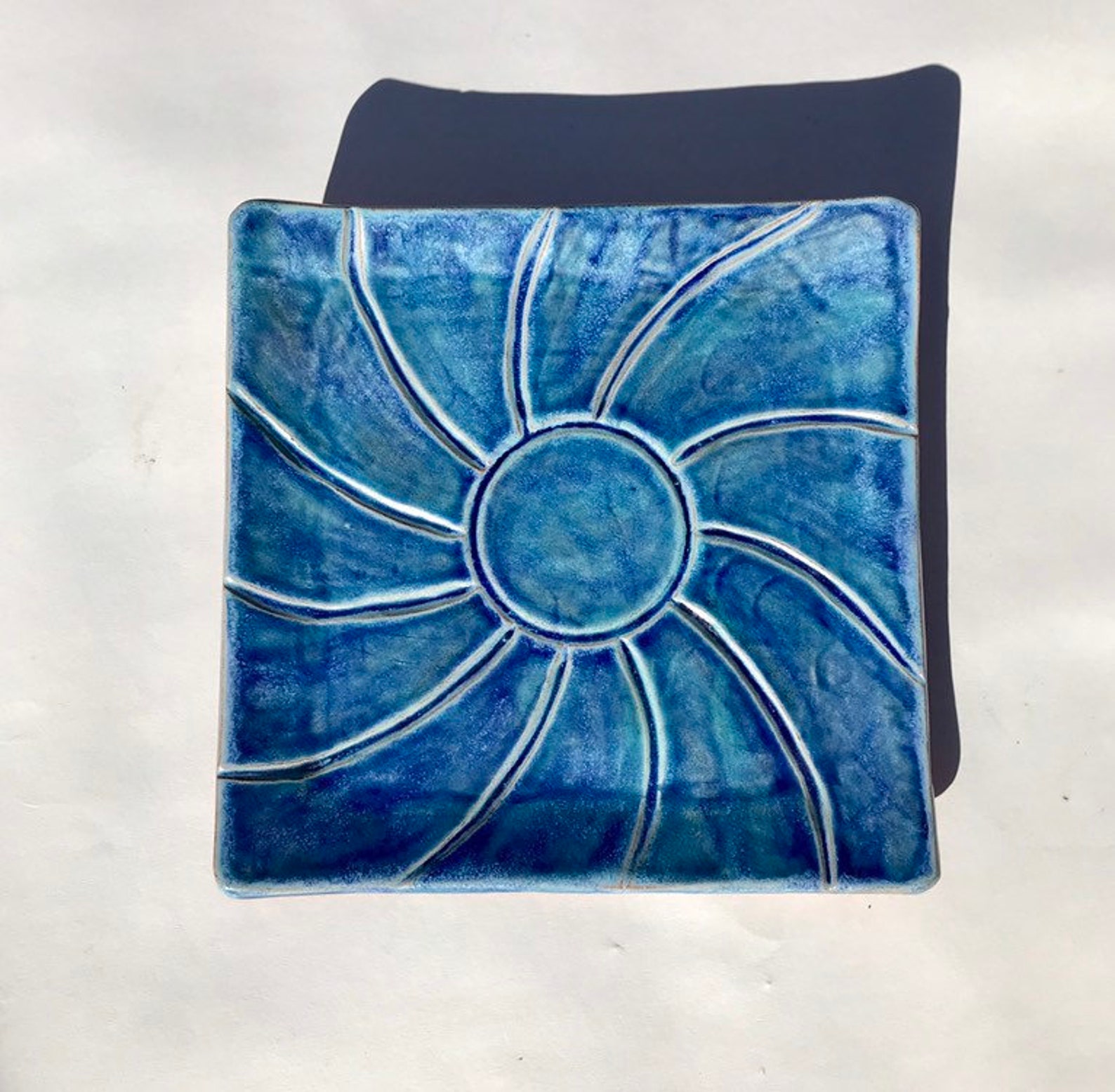 Passover Matzah Plate Handmade Ceramic Blue Earthenware Hand - Etsy