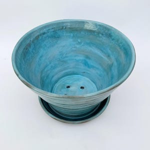 Large Ceramic Planter, Turquoise Handmade Indoor/ Outdoor Flowerpot ...