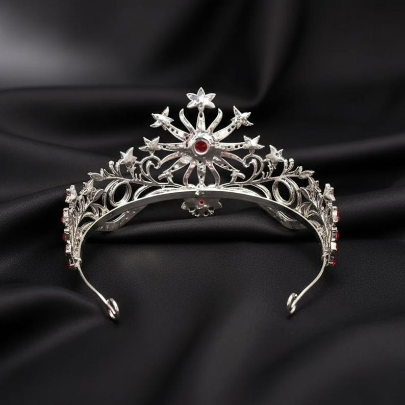 Royal Gothic Bridal Crown I Crystal Star Design Tiara I Silver and ...
