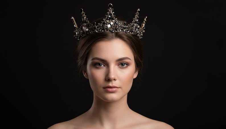 Black Crystal Queen Crown – Vintage Gothic Royal Tiara - Etsy