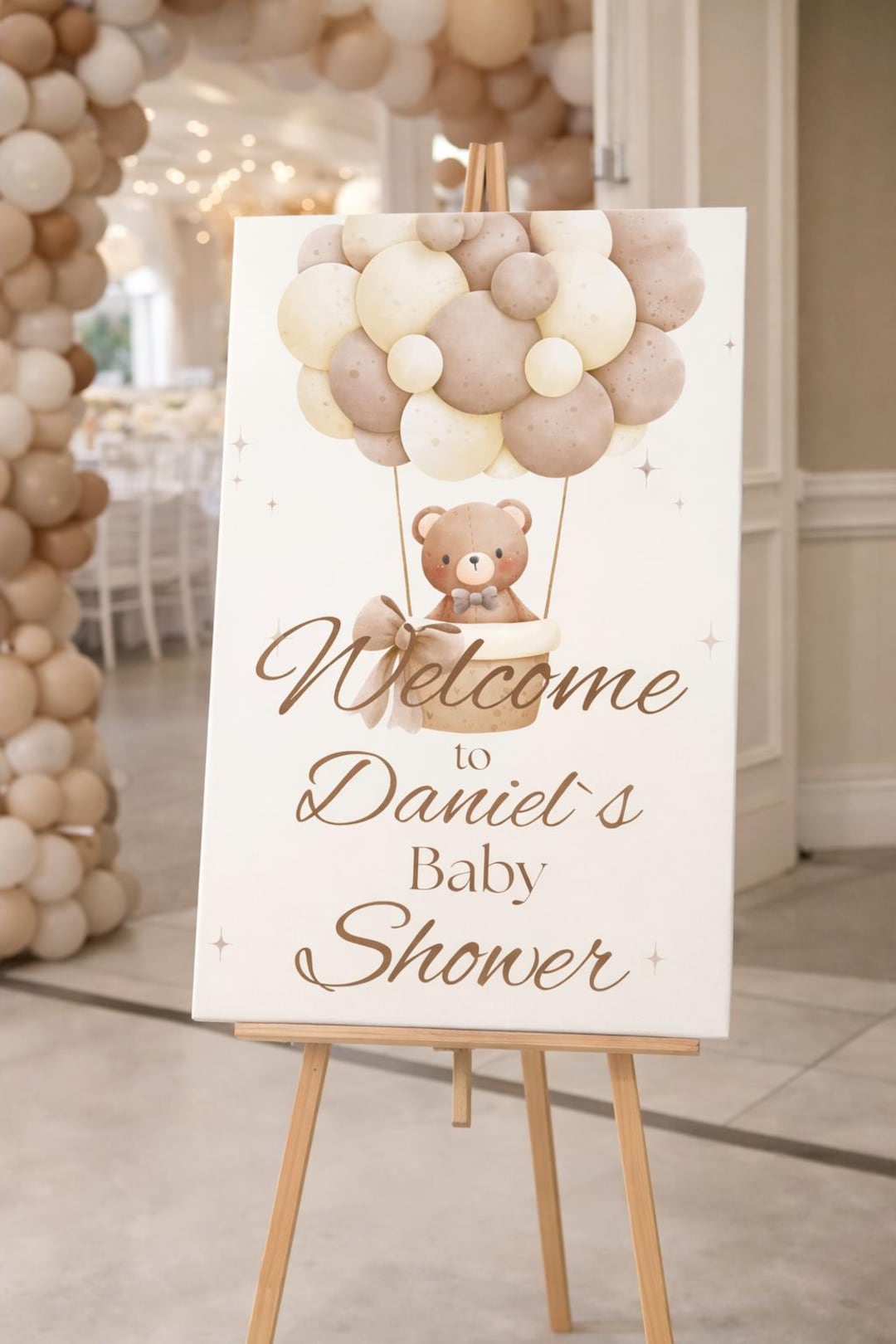 Teddy Bear Baby Shower Welcome Sign Template | Editable Canva Welcome ...