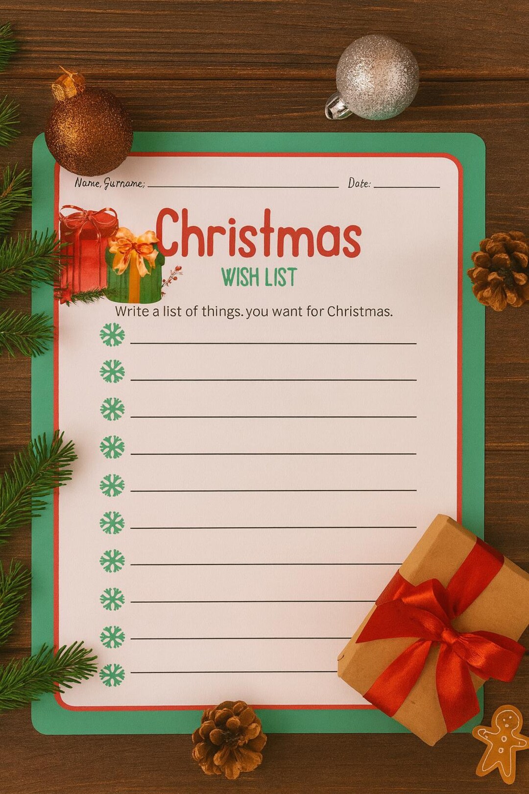 Editable Digital Wish List Template, Printable Wish List PDF ...
