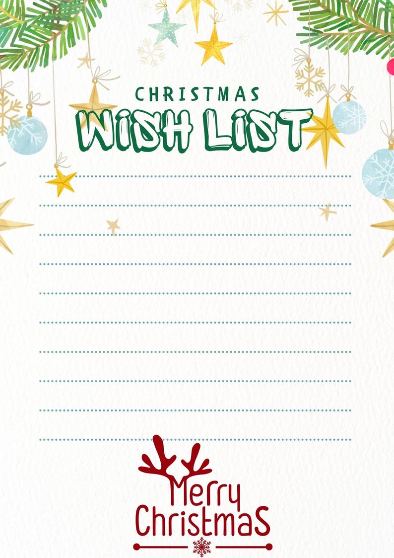 Editable Digital Wish List Template, Printable Wish List PDF ...
