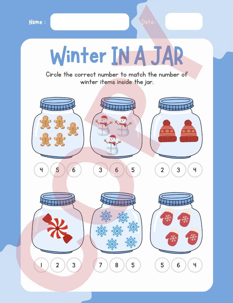 Winter Themed Counting Worksheet - Etsy