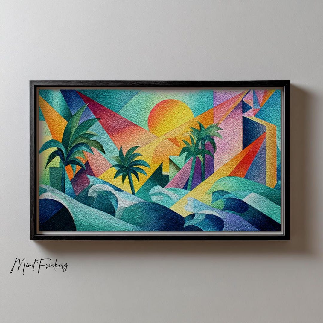 Island – Abstract Geometrical Watercolor Digital Art (digital Download ...