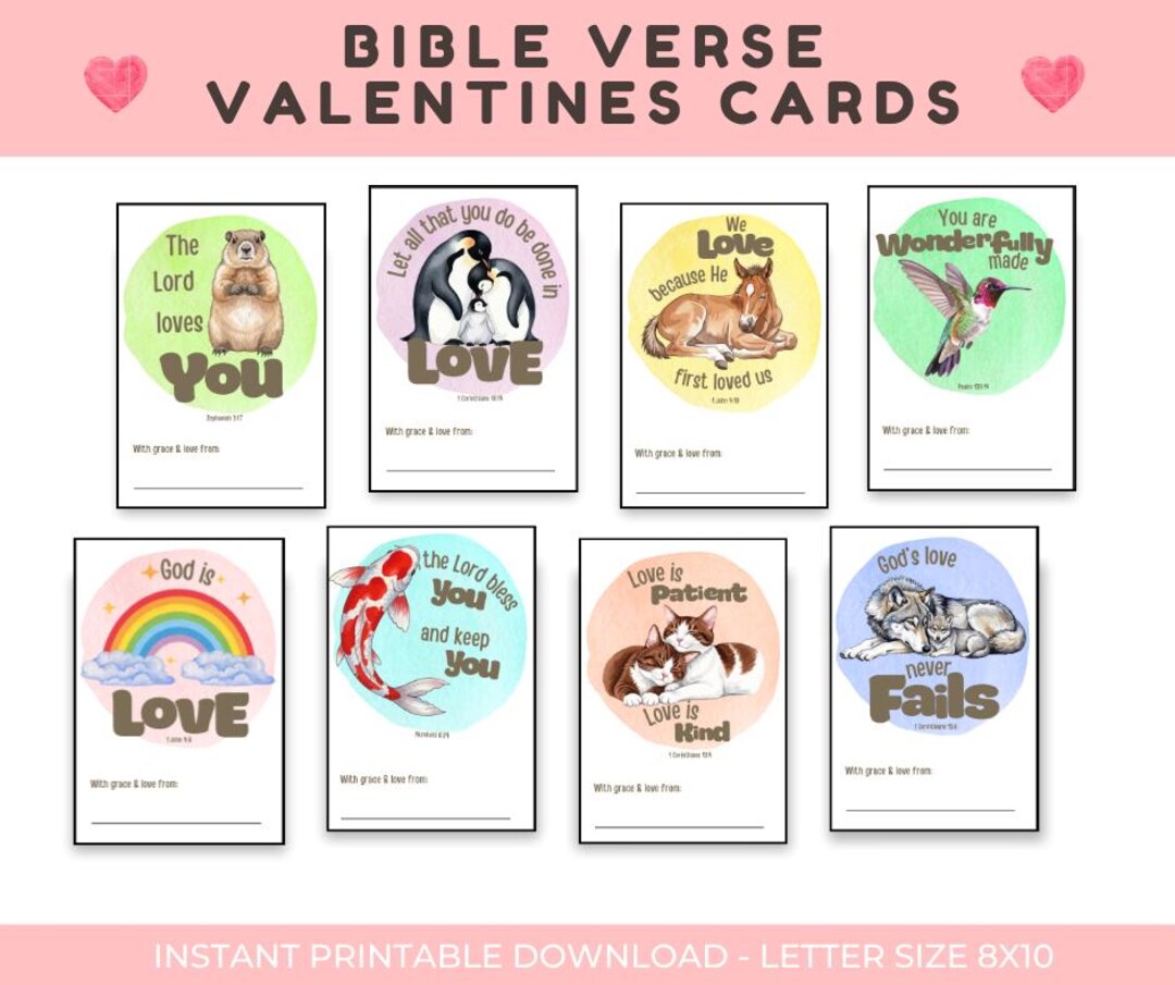 Christian Valentine Cards for Kids | Bible Verse Printables (PDF ...