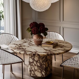 Round Viola Marble Dining Table – Handmade Italian Stone Furniture ...