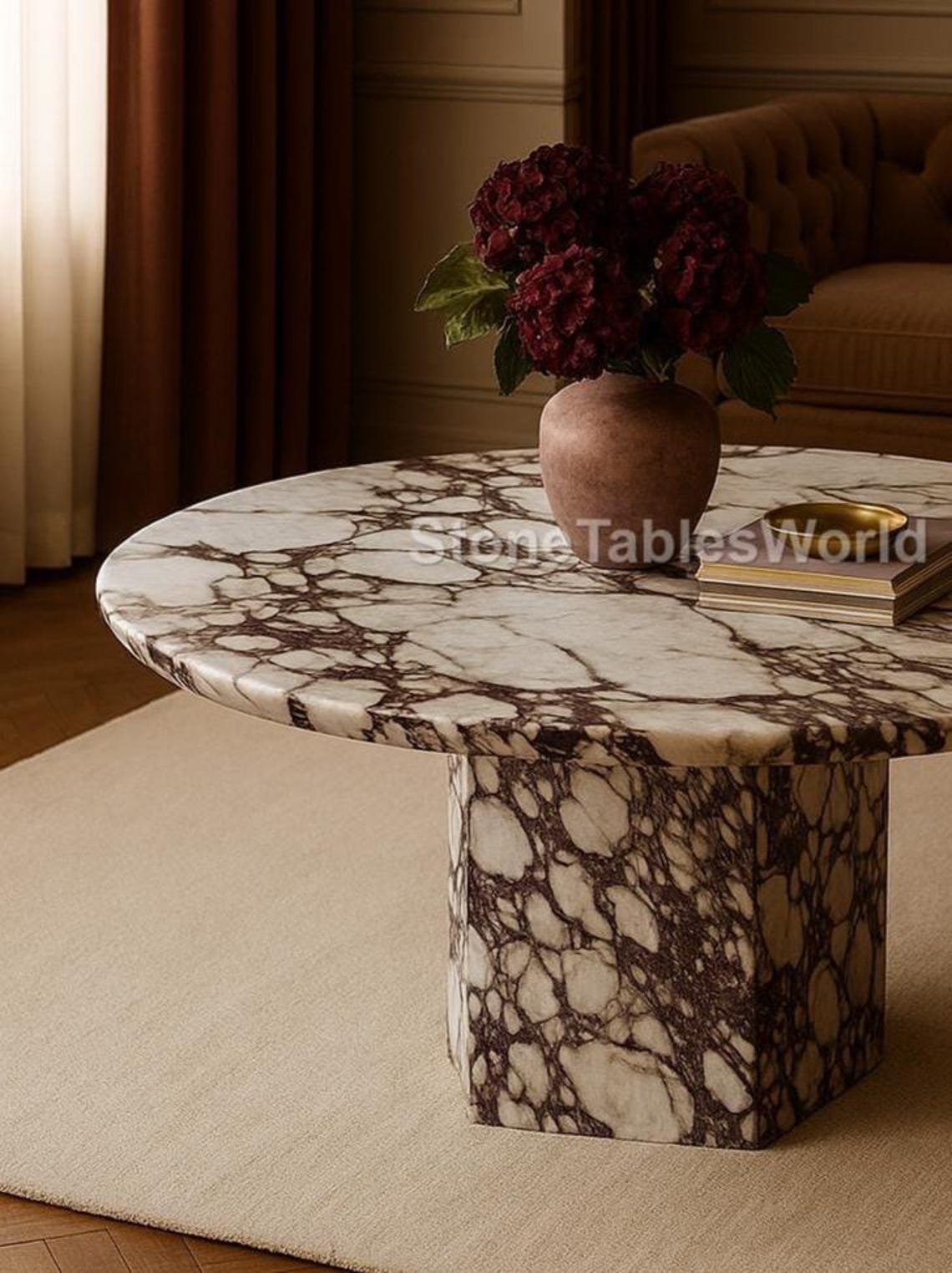 Round Viola Marble Dining Table – Handmade Italian Stone Furniture ...