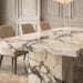Minimalist Italian Marble Dining Table | Calacatta White & Grey Veined ...