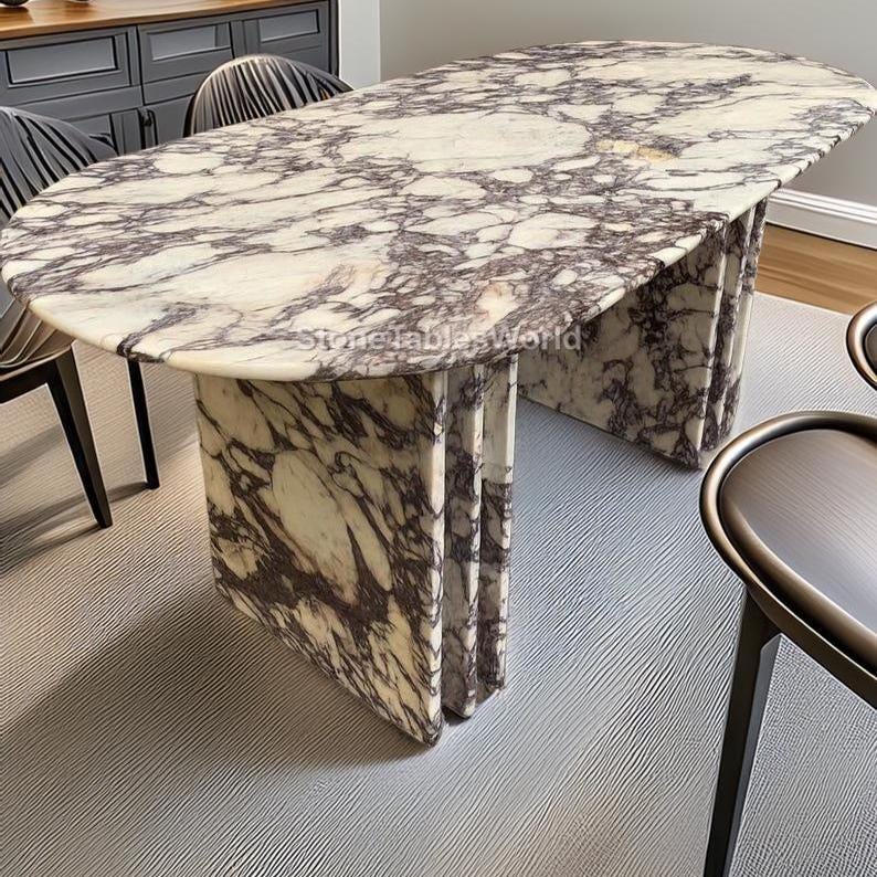 Custom Marble Table, Calacatta Viola Marble Dining Table – Handmade ...