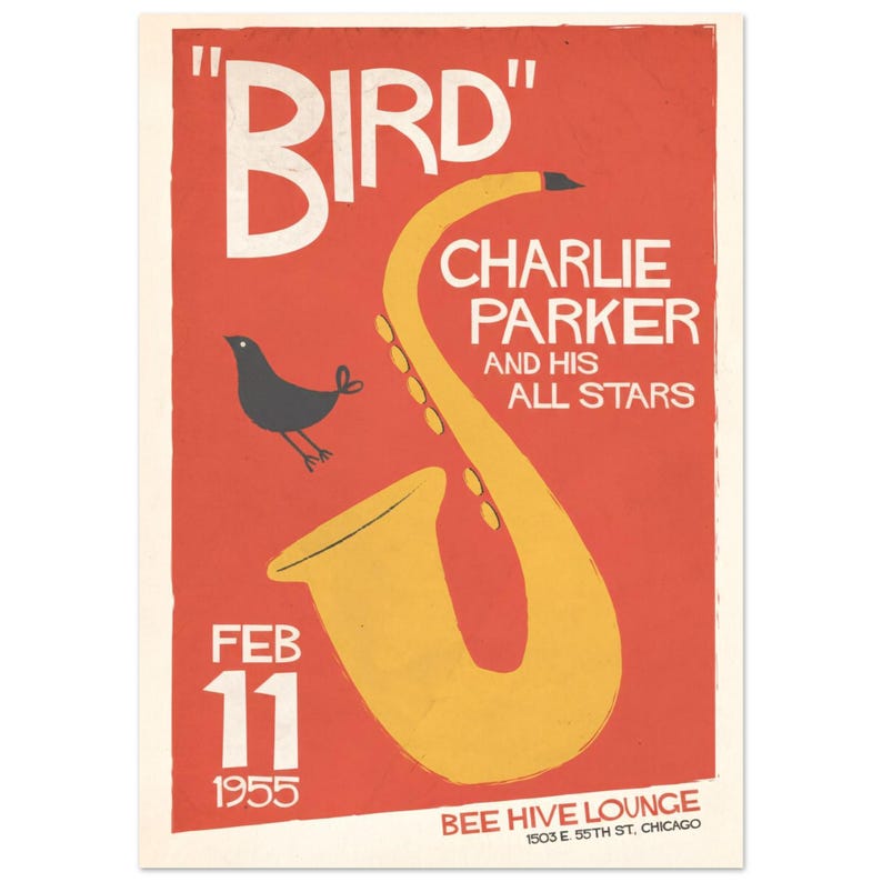 Digital Download Poster – Mid Century Jazz Saxophone Wall Art – Retro ...